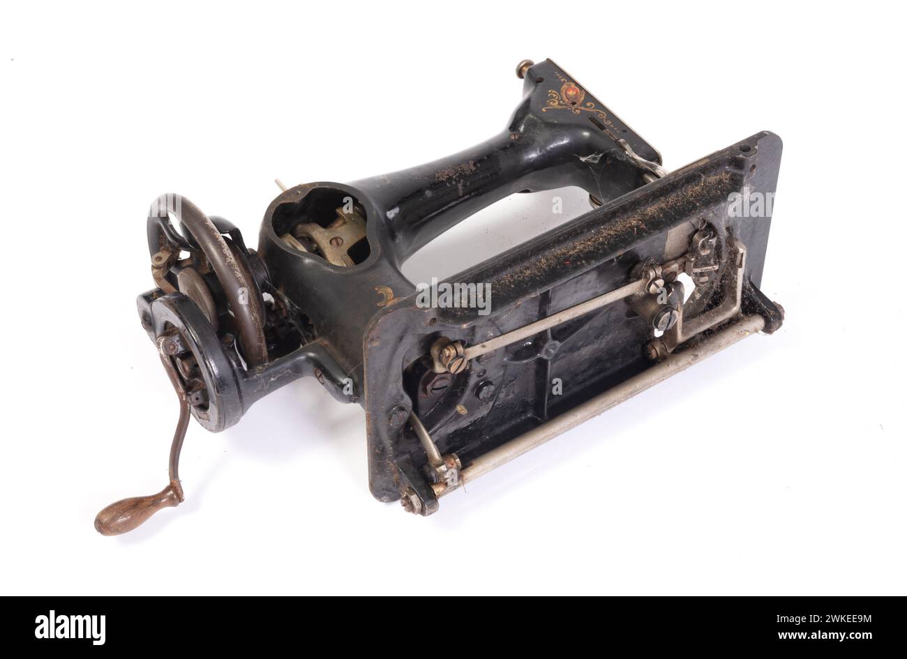 Broken old sewing machine, isolated on white background Stock Photo - Alamy