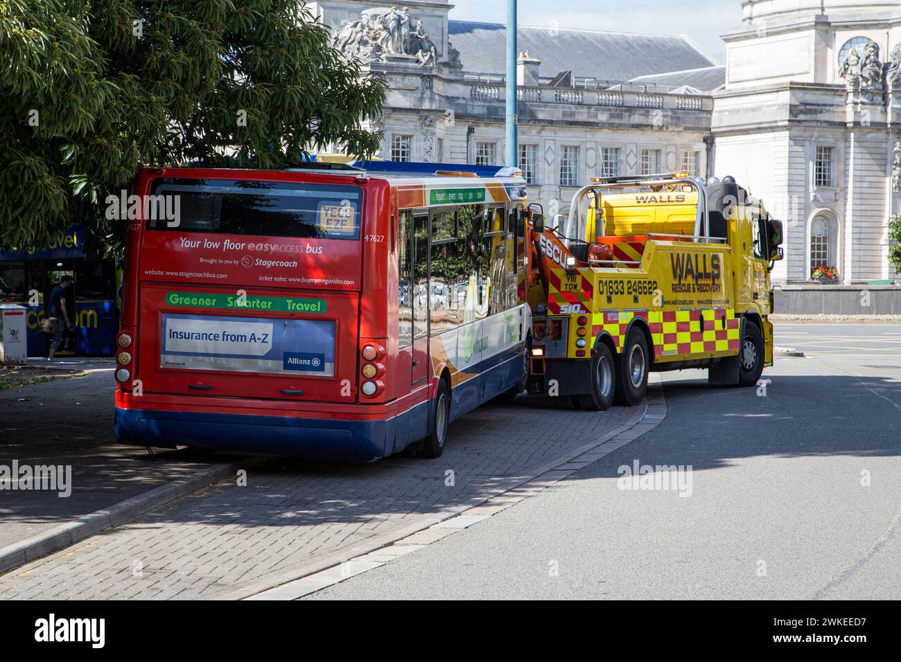Broken down Stagecoach bus in Cardiff, Wales Stock Photo - Alamy