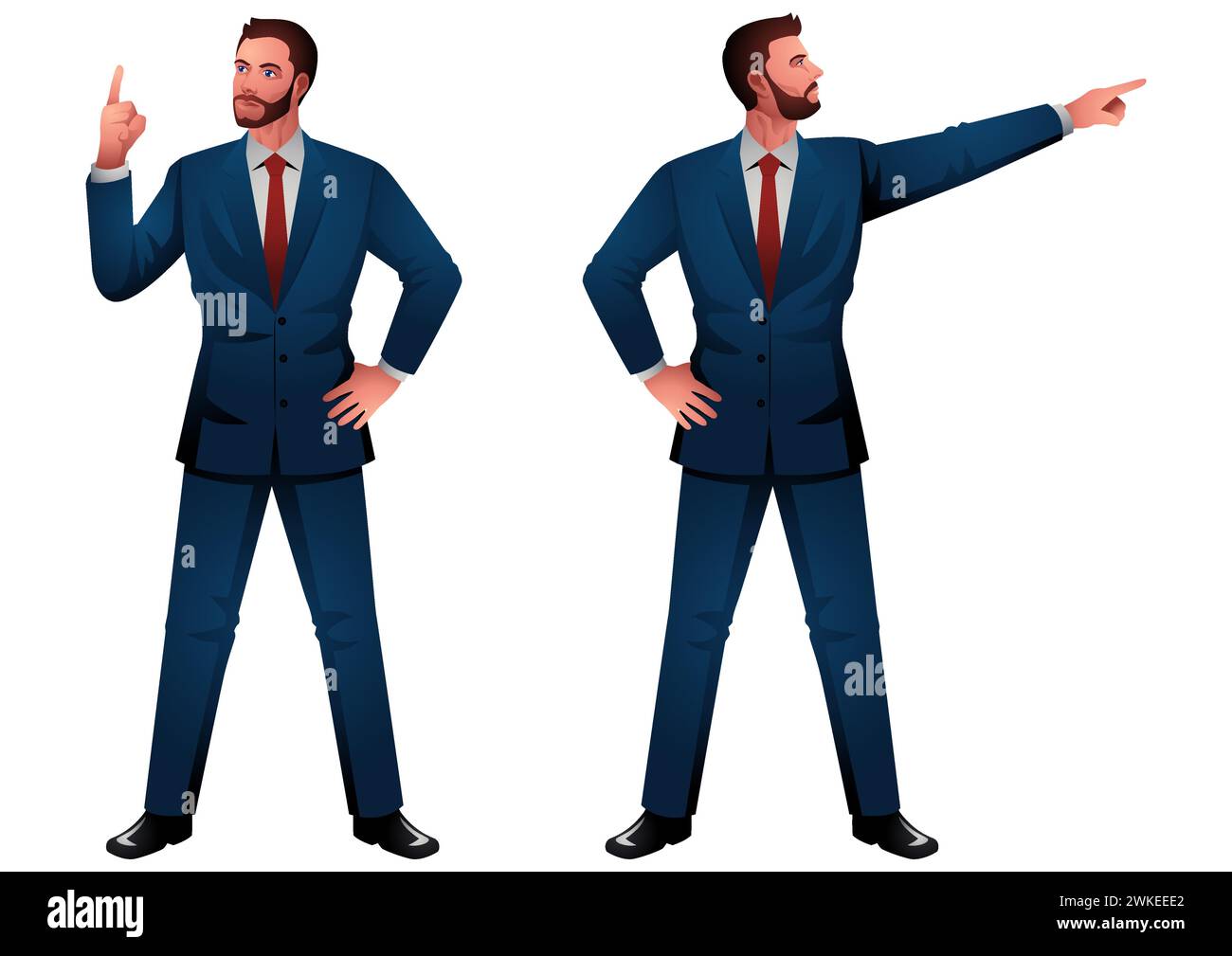 Well dressed businessman standing proudly with hands pointing upwards ...