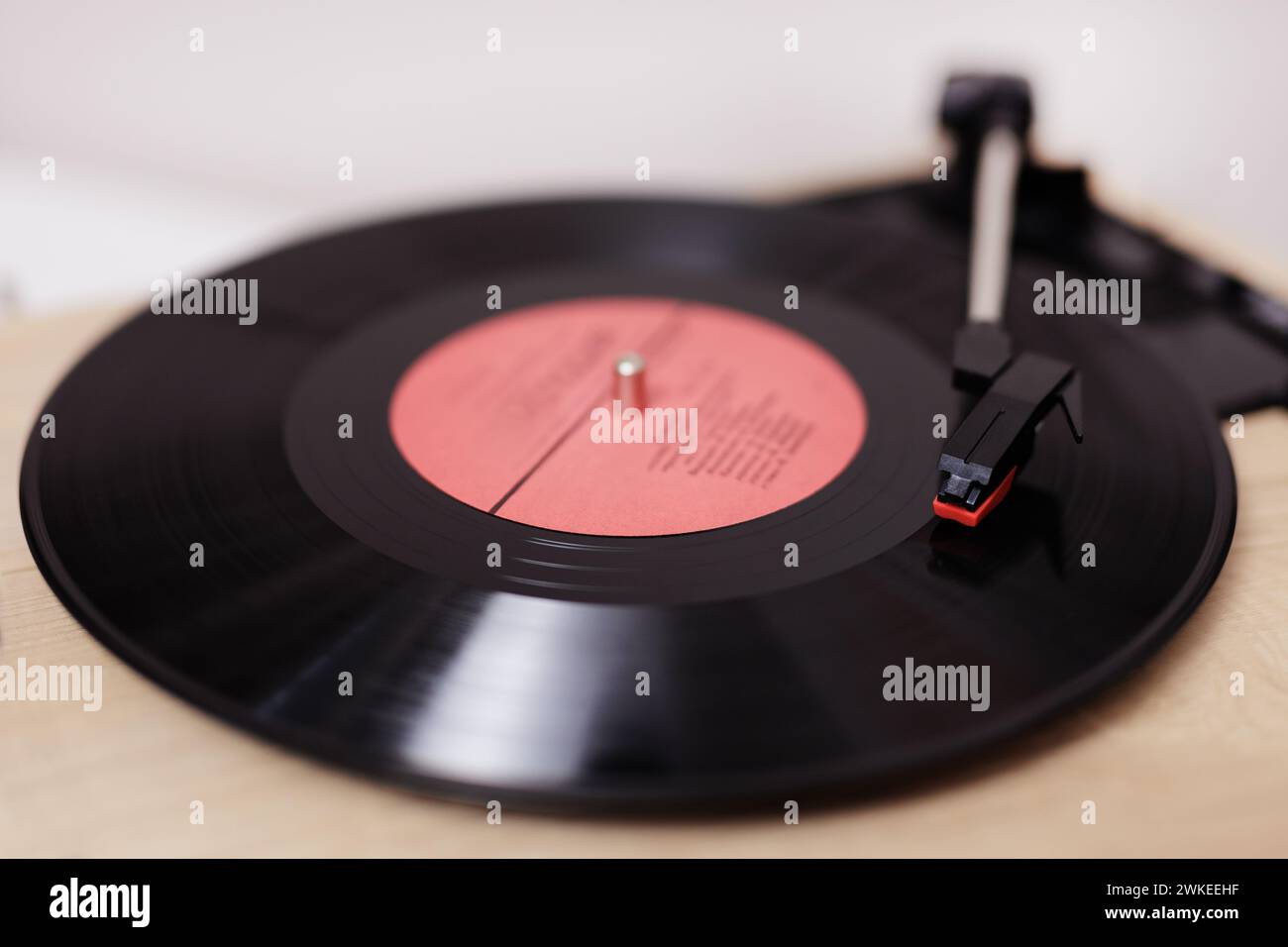 Vintage portable record player playing a old black vynil record Stock ...
