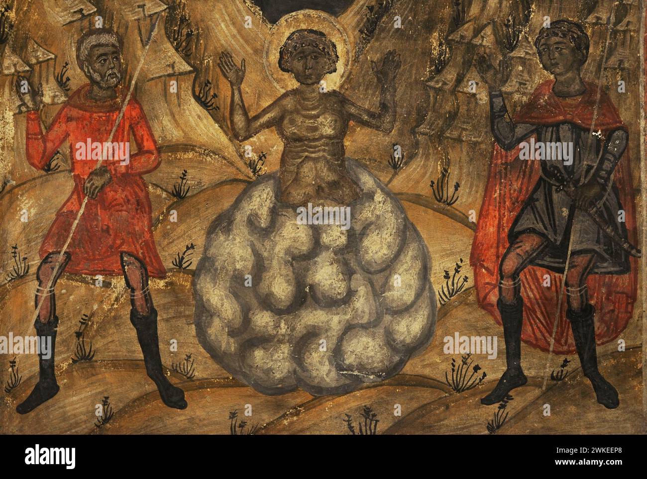 Martyrdoms of Saint George. The saint thrown into a limekiln. Detail of ...