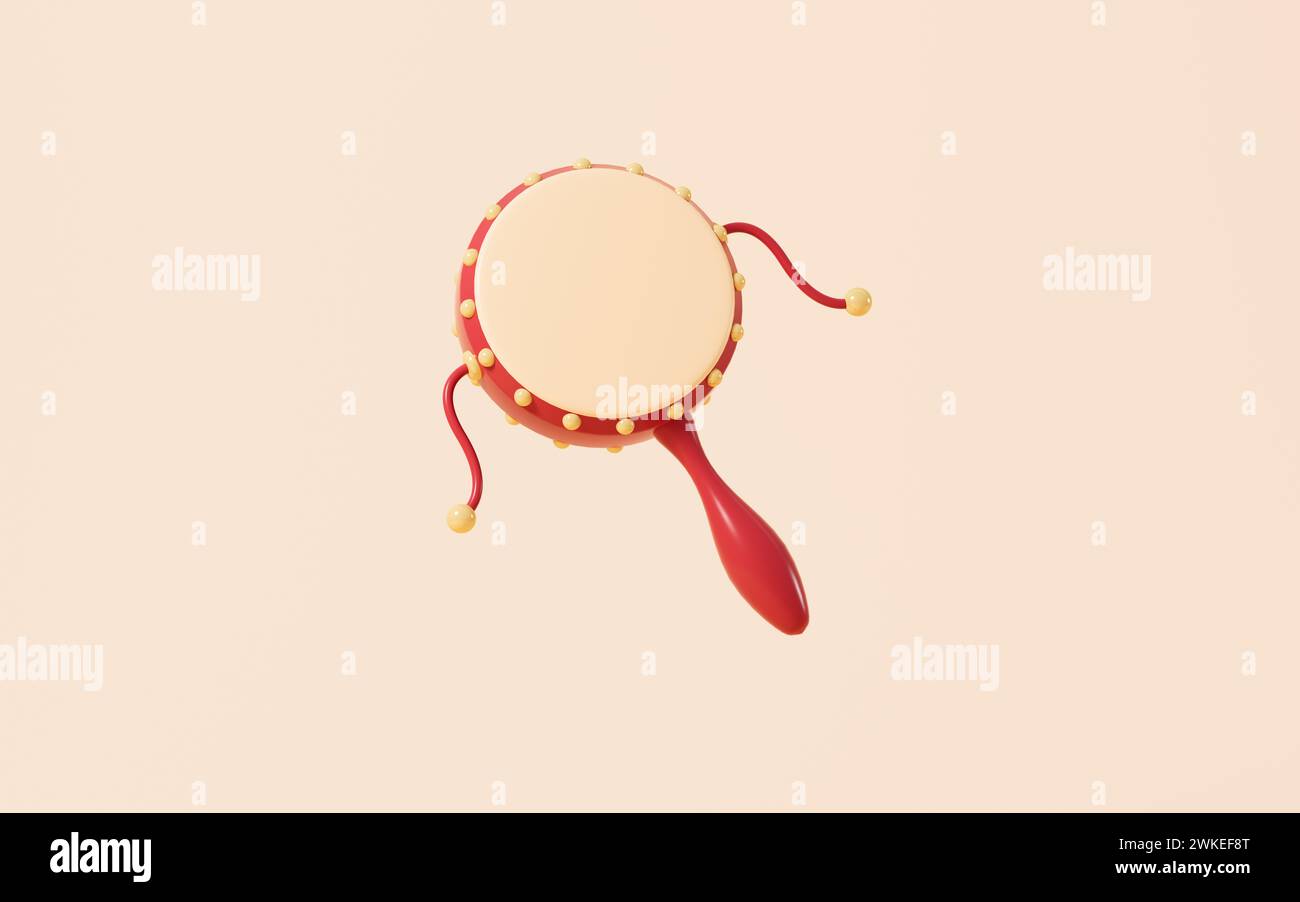 Cartoon rattle-drum, children’s toys, traditional instrument, 3d ...