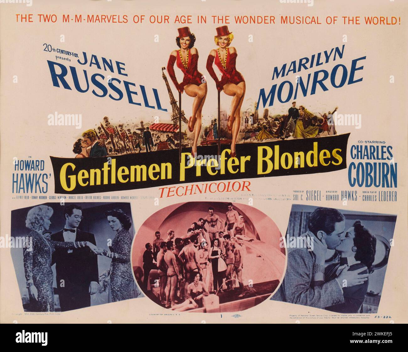 Movie poster "Gentlemen Prefer Blondes" by Howard Hawks. Museum ...