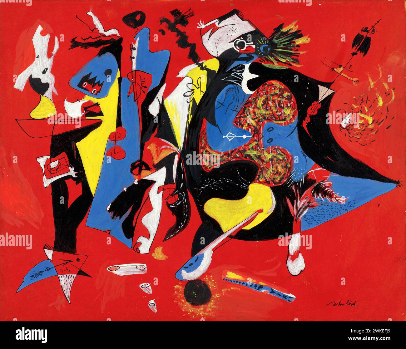 Red and Blue. Museum: PRIVATE COLLECTION. Author: JACKSON POLLOCK Stock ...