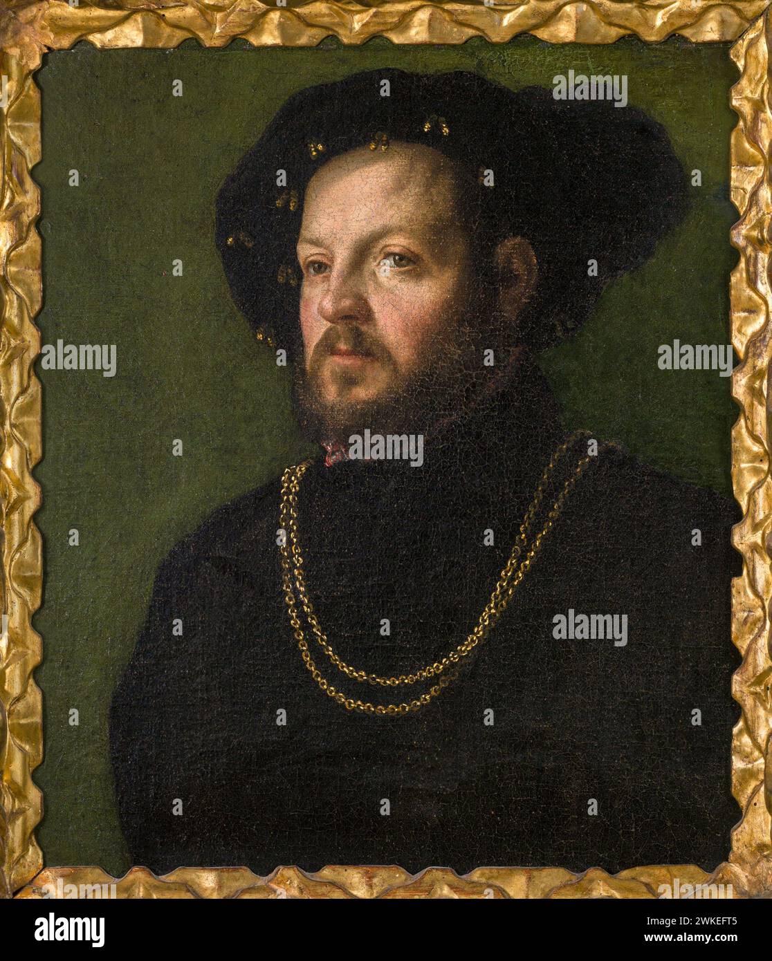 Bildnis einers Herren mit schwarzem Barett. Museum: Galleria Estense ...