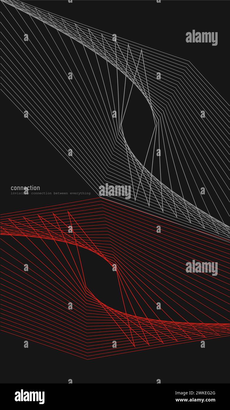 Geometric lines forming abstract structure against black background ...