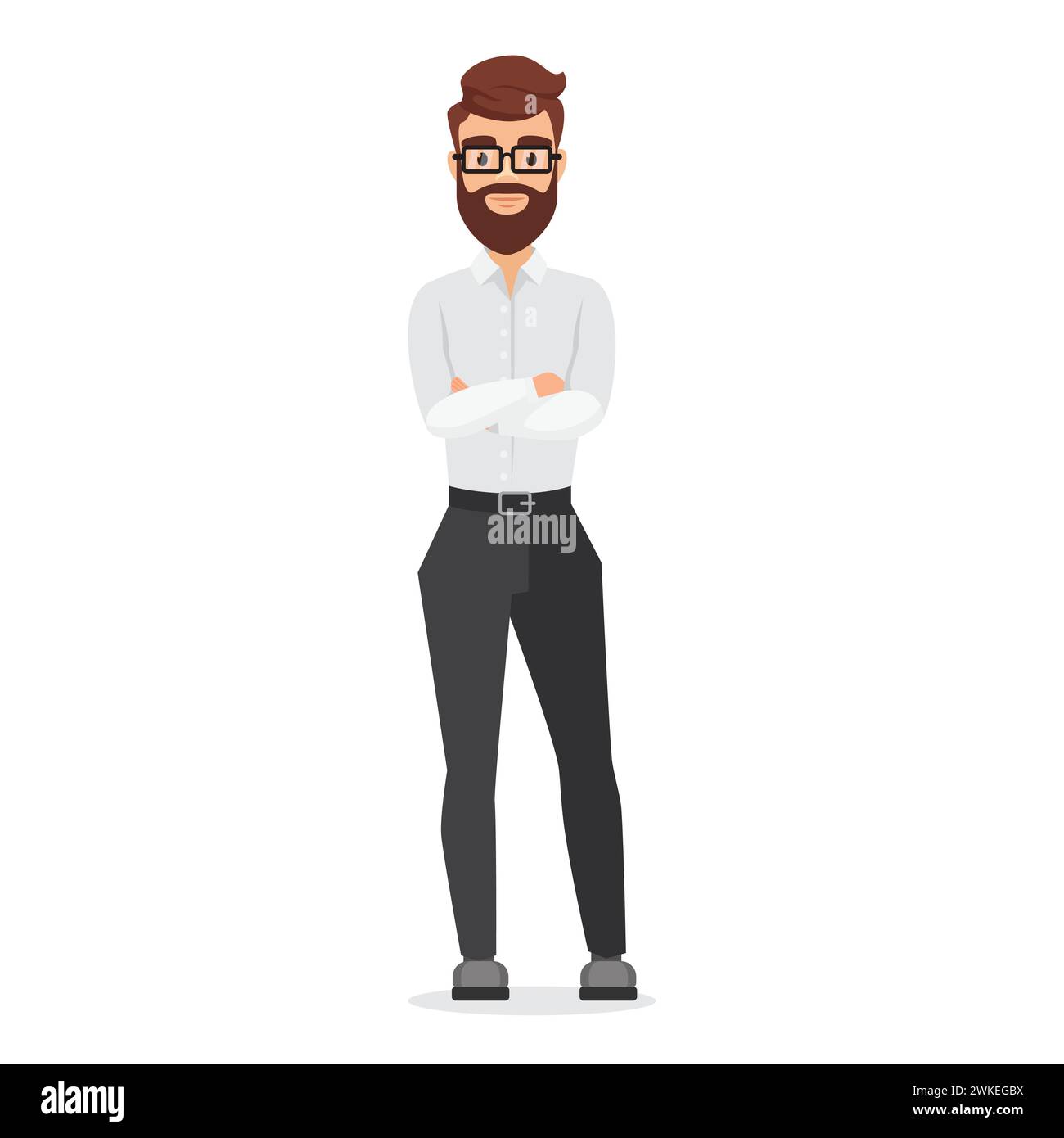 Funny businessman standing with arms crossed, man waiting in confident ...