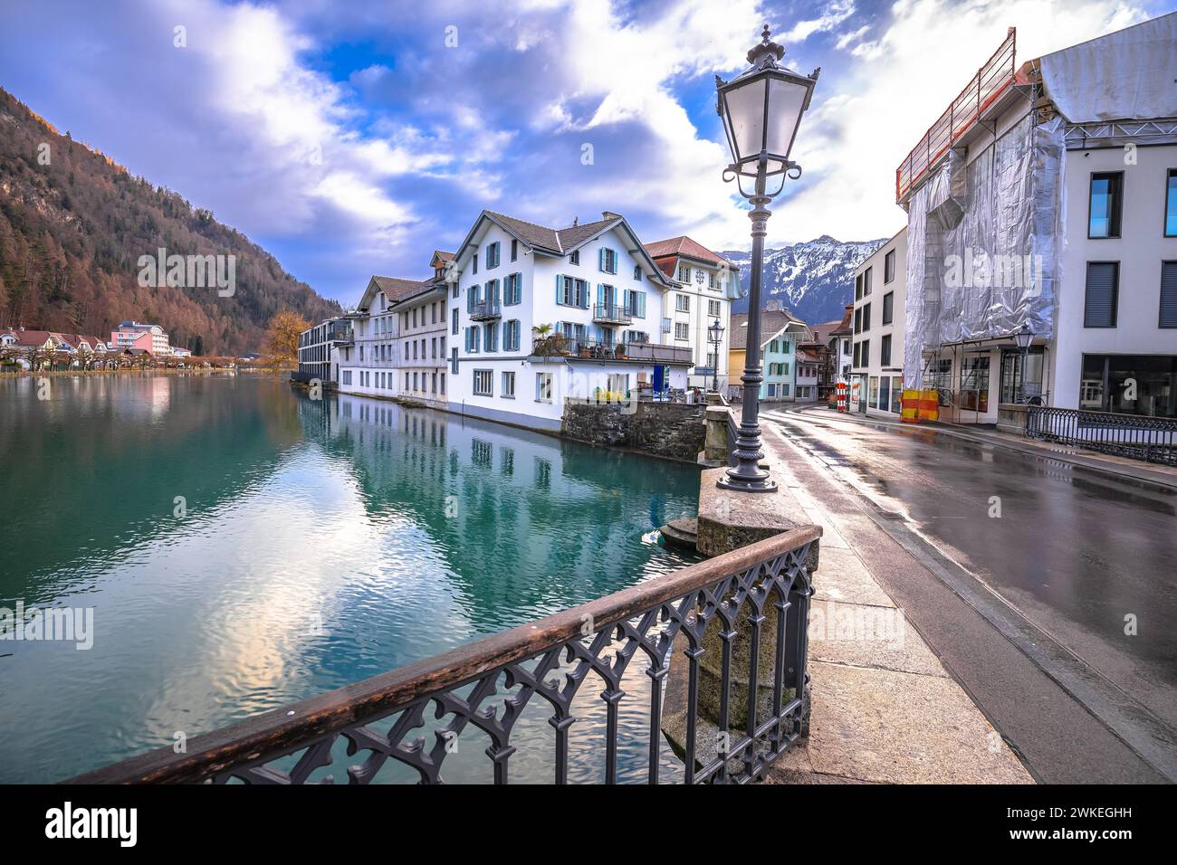 Scenic town of Interlaken and Alpine landscape view, Berner Oberland ...