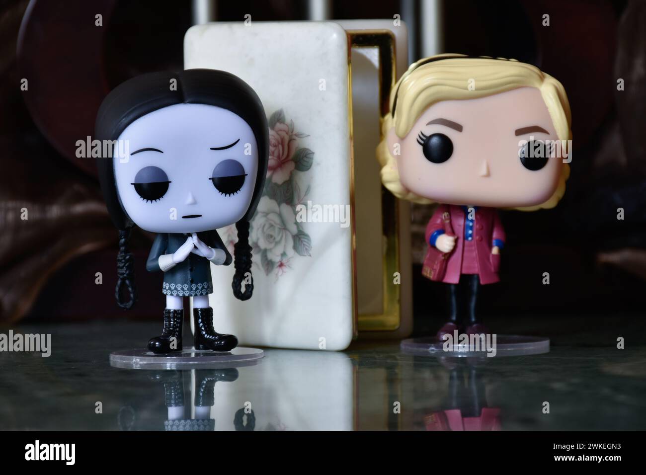 Funko Pop action figures of Wednesday Addams and Sabrina Spellman witch ... Funko Pop action figures of Wednesday Addams and Sabrina Spellman witch ...