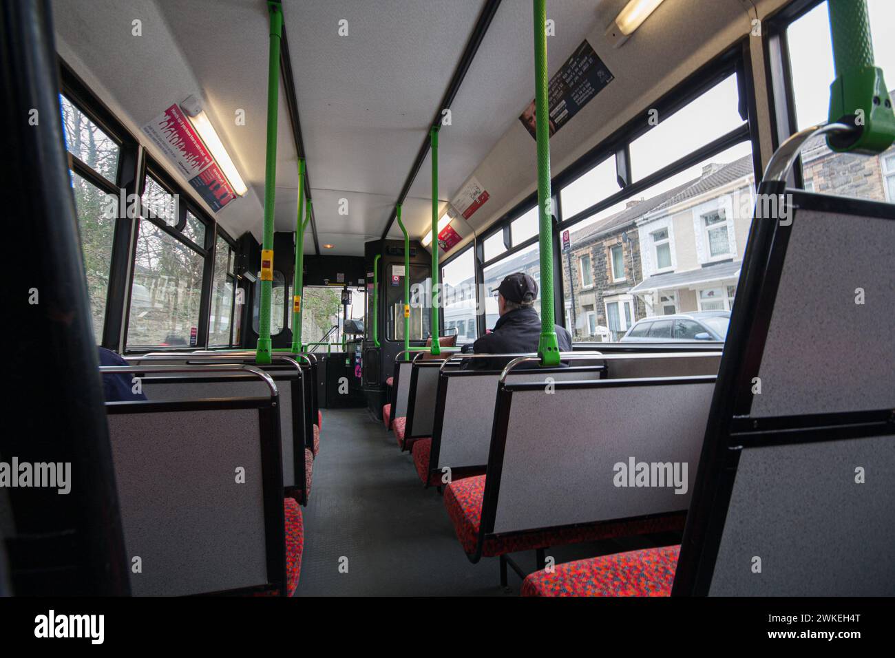 An older-style bench seated First Cymru bus in Wales Stock Photo - Alamy