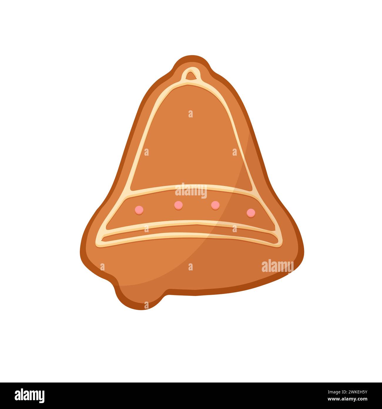 Christmas gingerbread cookie, delicious homemade bell with icing vector ...