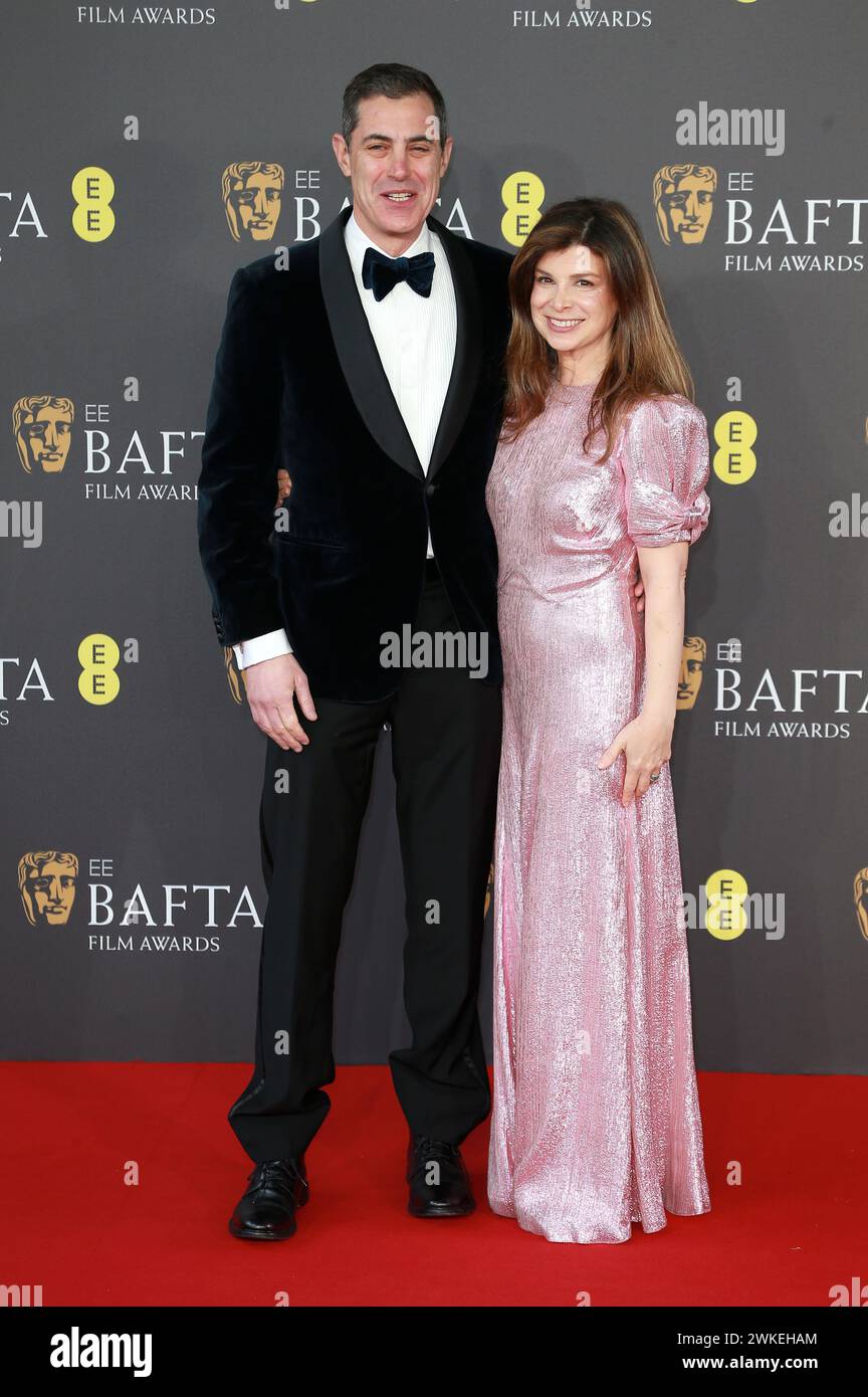 Josh Singer and Laura Dave attend the 2024 EE BAFTA Film Awards at The ...