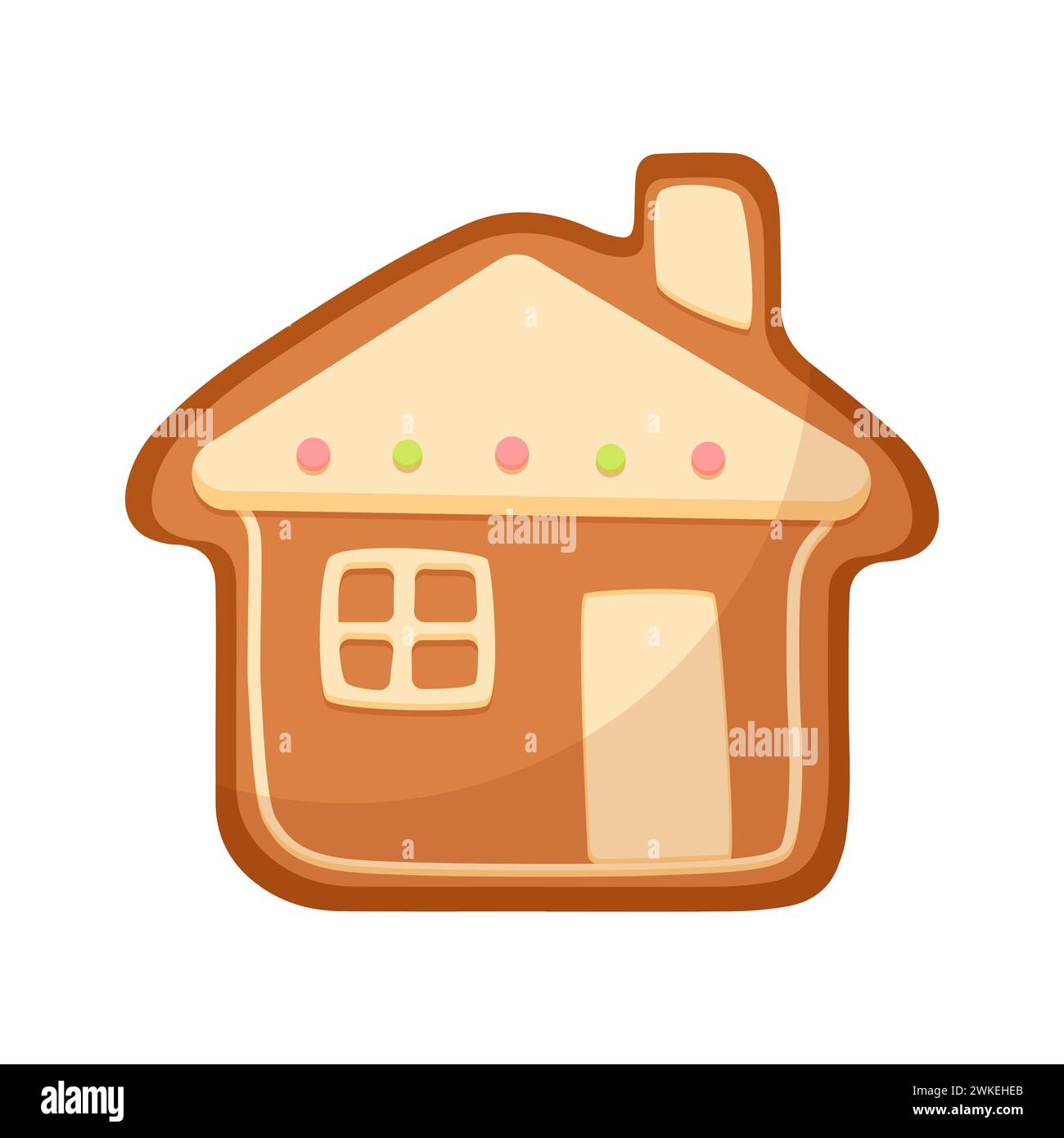 Christmas gingerbread cookie, cake of house shape with window and door ...