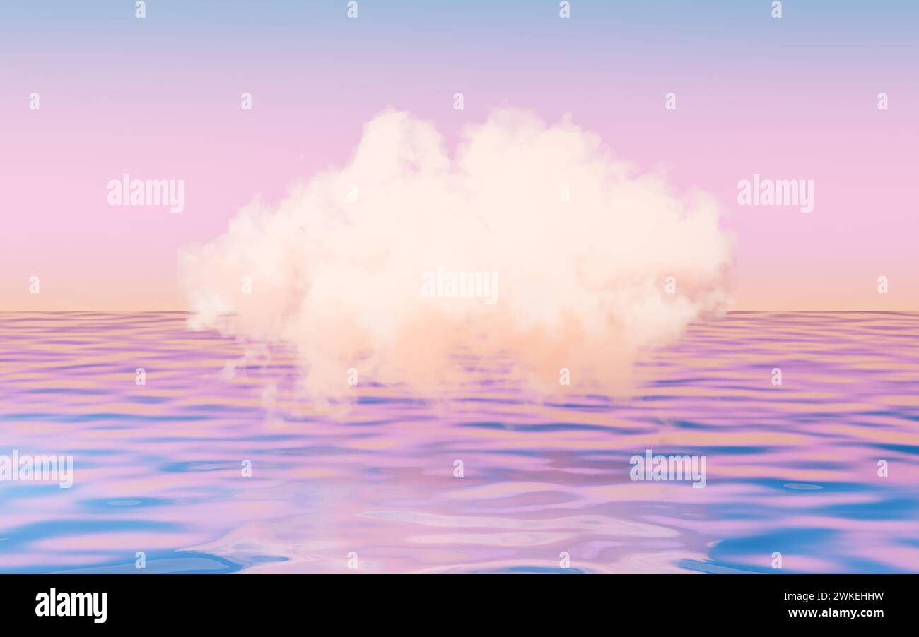 Abstract cloud on the water surface, water surface background, 3d ...