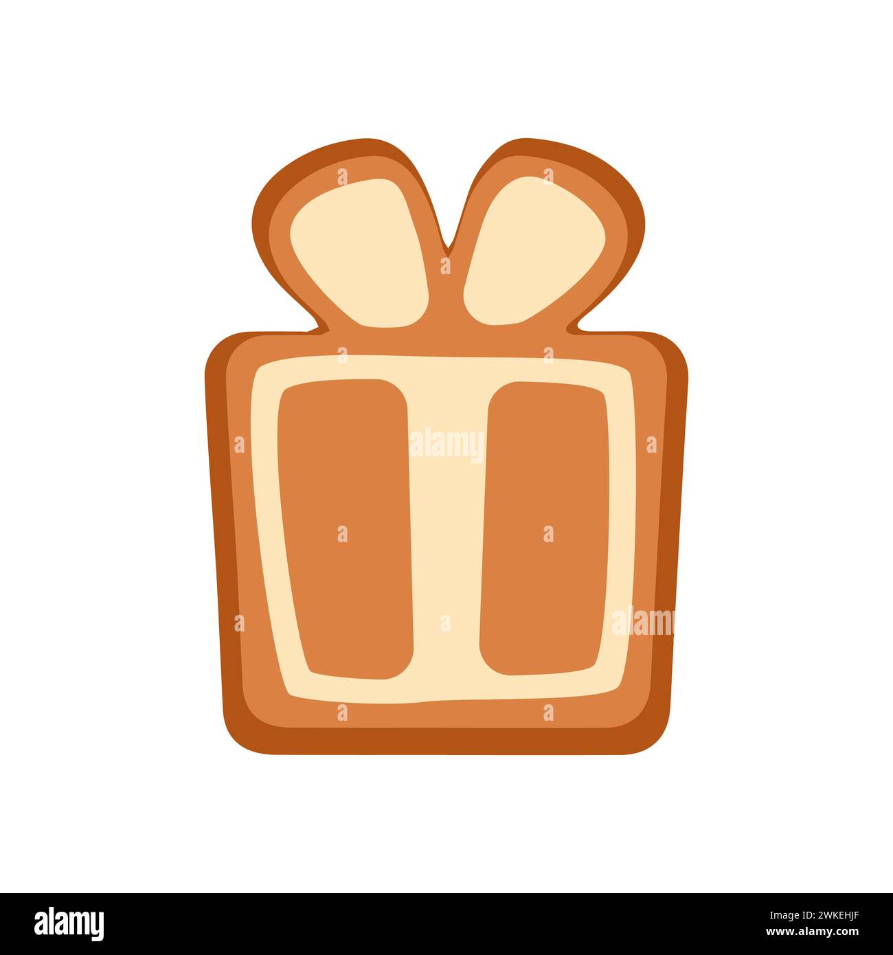 Christmas gingerbread cookie, brown baked sweet gift box with bow ...