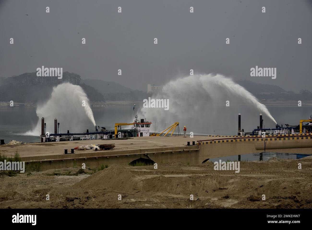 GUWAHATI,INDIA-20 FEBRUARY 2024: Dredging demonstration being conducted ...