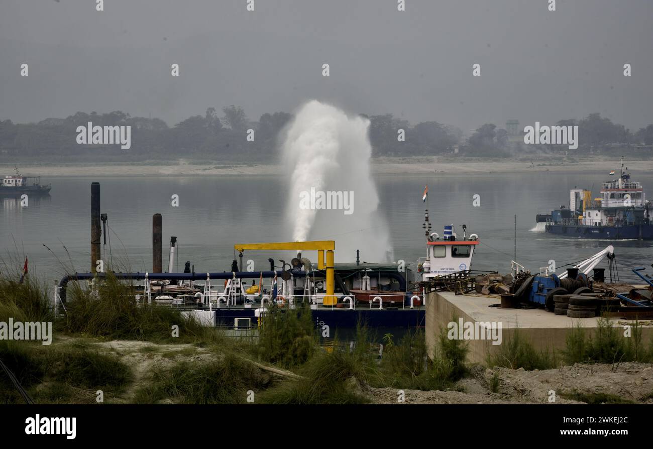 GUWAHATI,INDIA-20 FEBRUARY 2024: Dredging demonstration being conducted ...