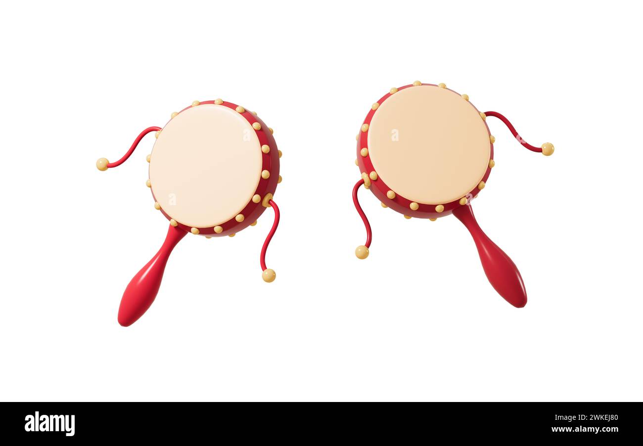 Cartoon rattle-drum, children’s toys, traditional instrument, 3d ...