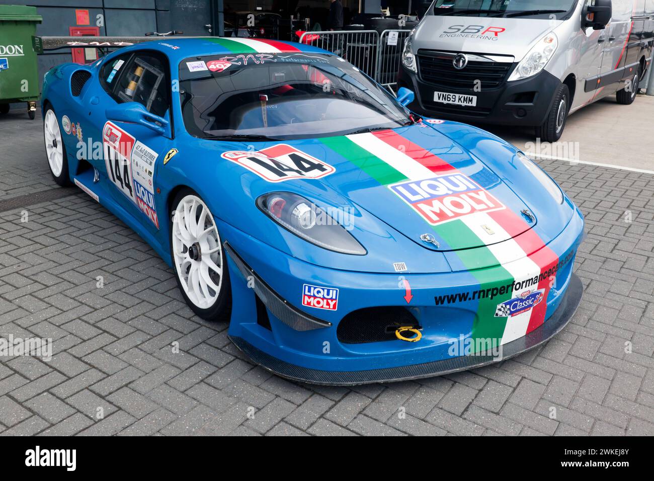 Three-quarters Front View of a , Blue, Ferrari F430 Race Car ,on ...