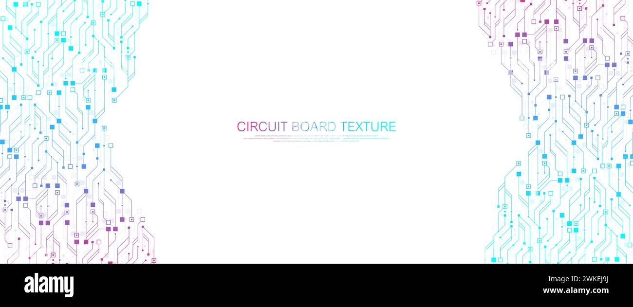 Quantum computer technologies concept. Futuristic blue circuit board background vector. Modern ...