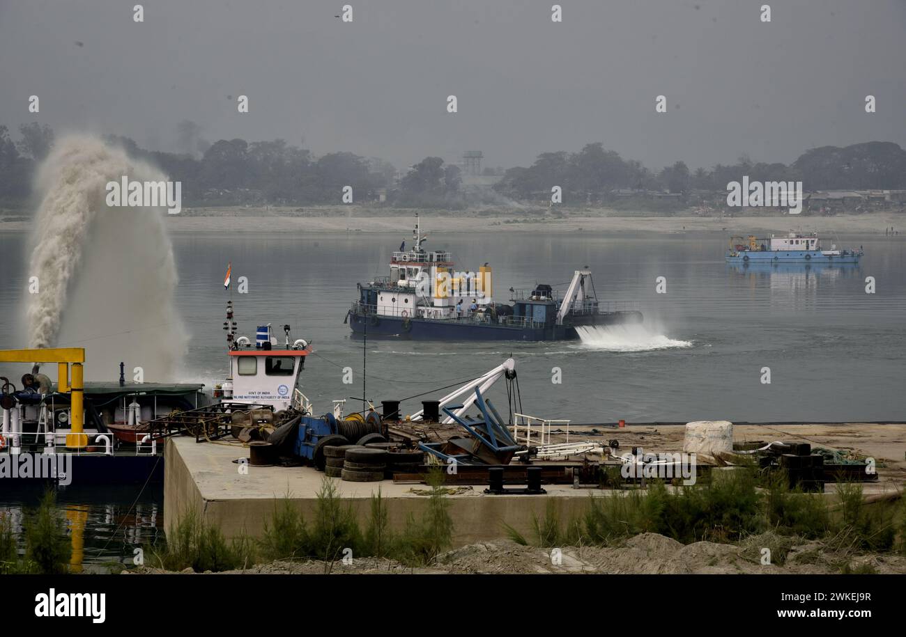 GUWAHATI,INDIA-20 FEBRUARY 2024: Dredging demonstration being conducted ...