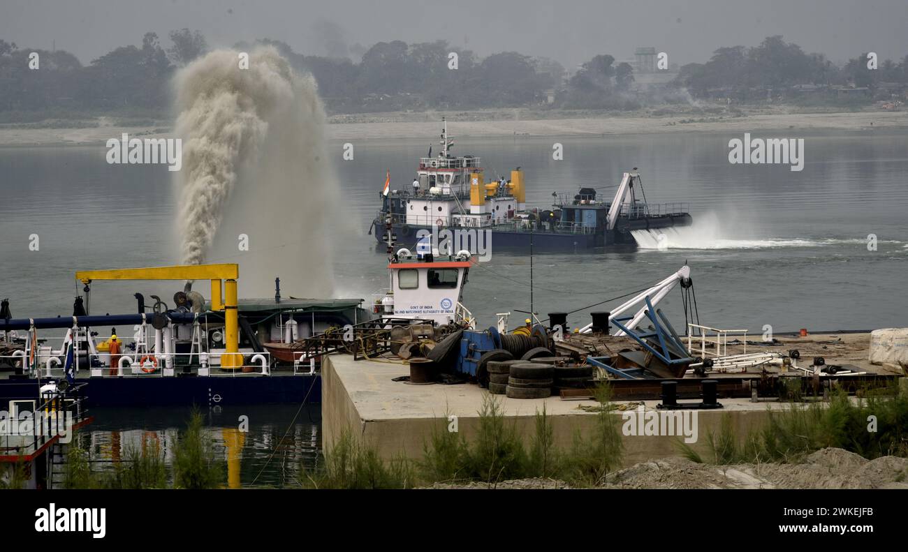 GUWAHATI,INDIA-20 FEBRUARY 2024: Dredging demonstration being conducted ...
