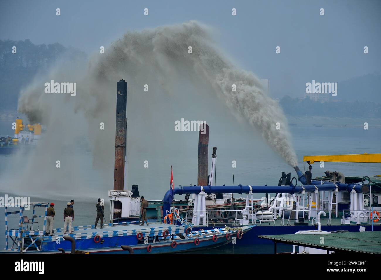 GUWAHATI,INDIA-20 FEBRUARY 2024: Dredging demonstration being conducted ...
