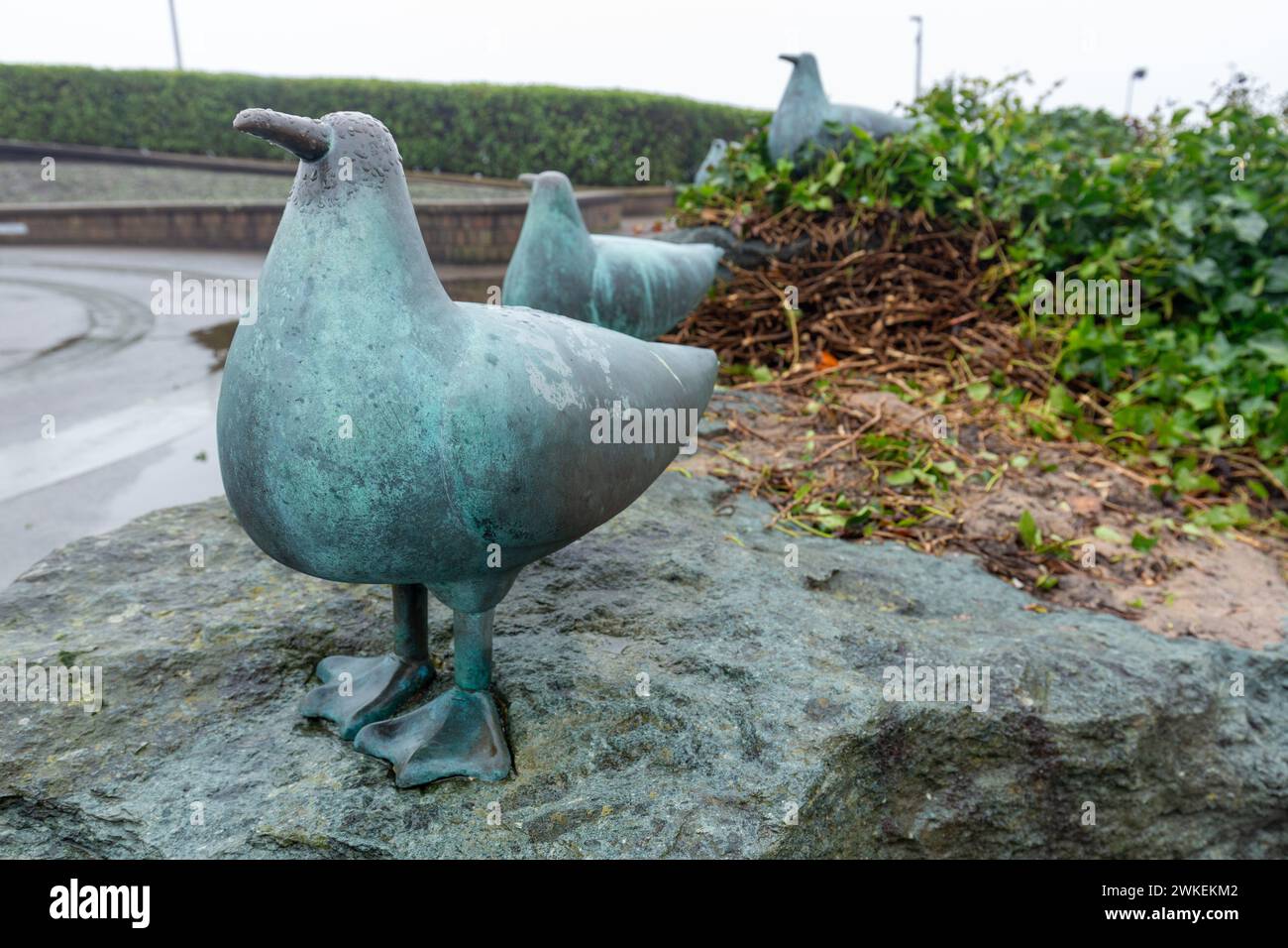 Morecambe fat seagull sculptures Stock Photo - Alamy