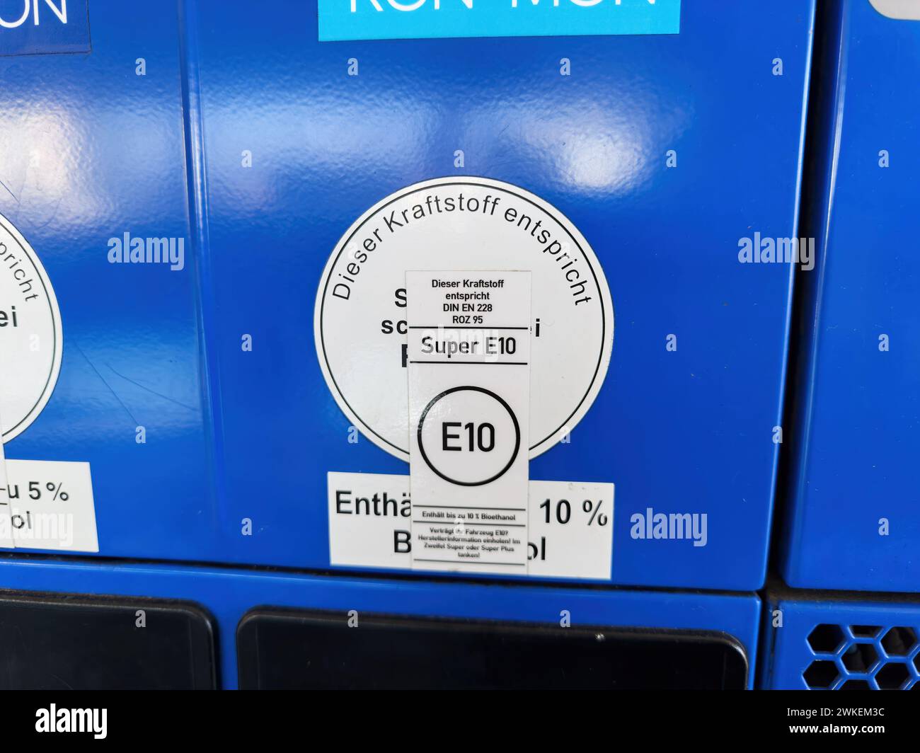 Berlin, Germany - Jan 11, 2024: tank of Super E10 gas at a German gas ...