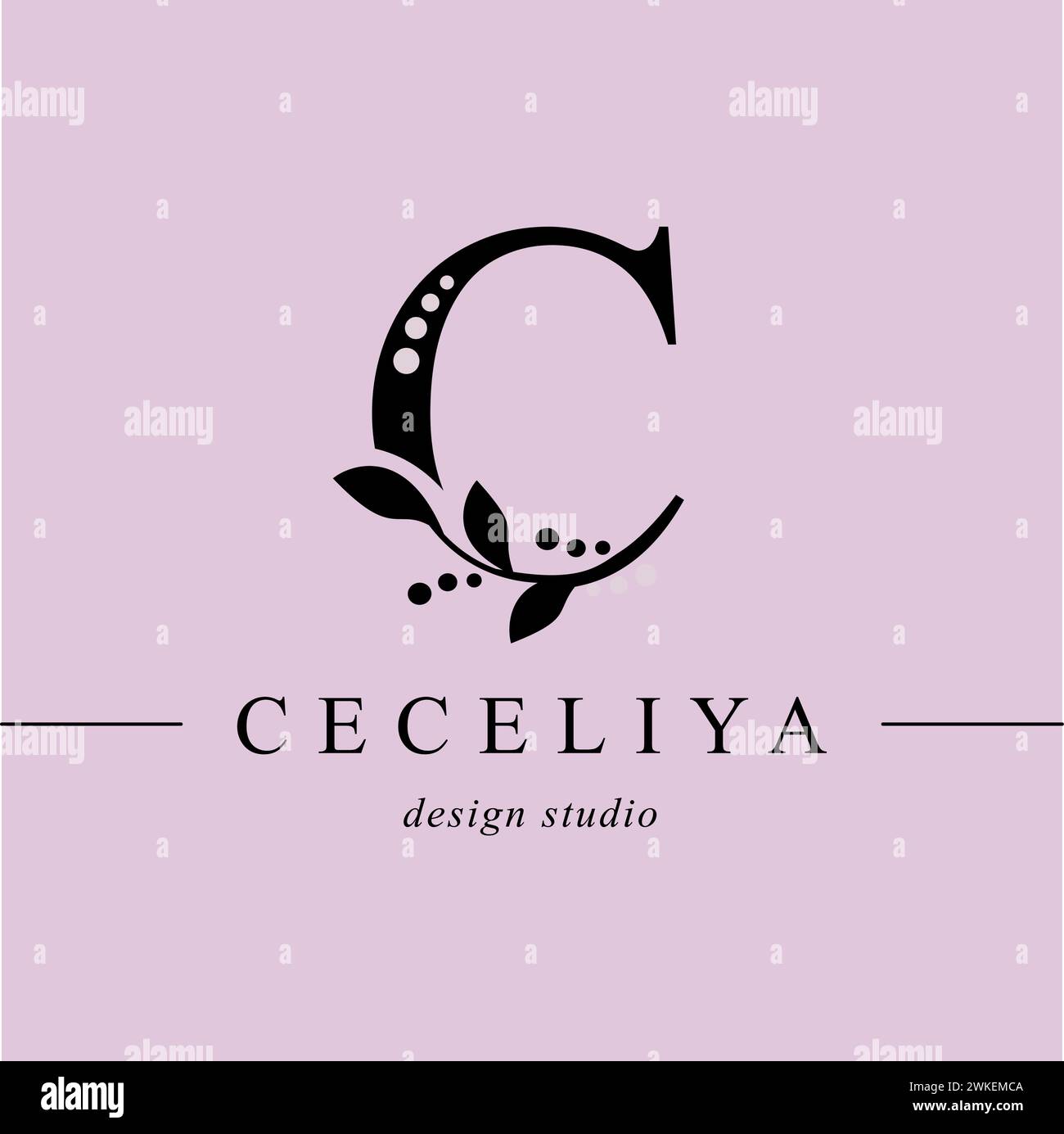 Logo, capital letter C. Monogram of Botanical Minimalistic with natural ...