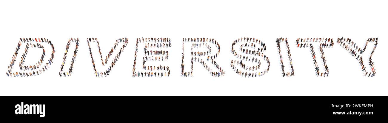 Concept or conceptual large community of people forming DIVERSITY ...
