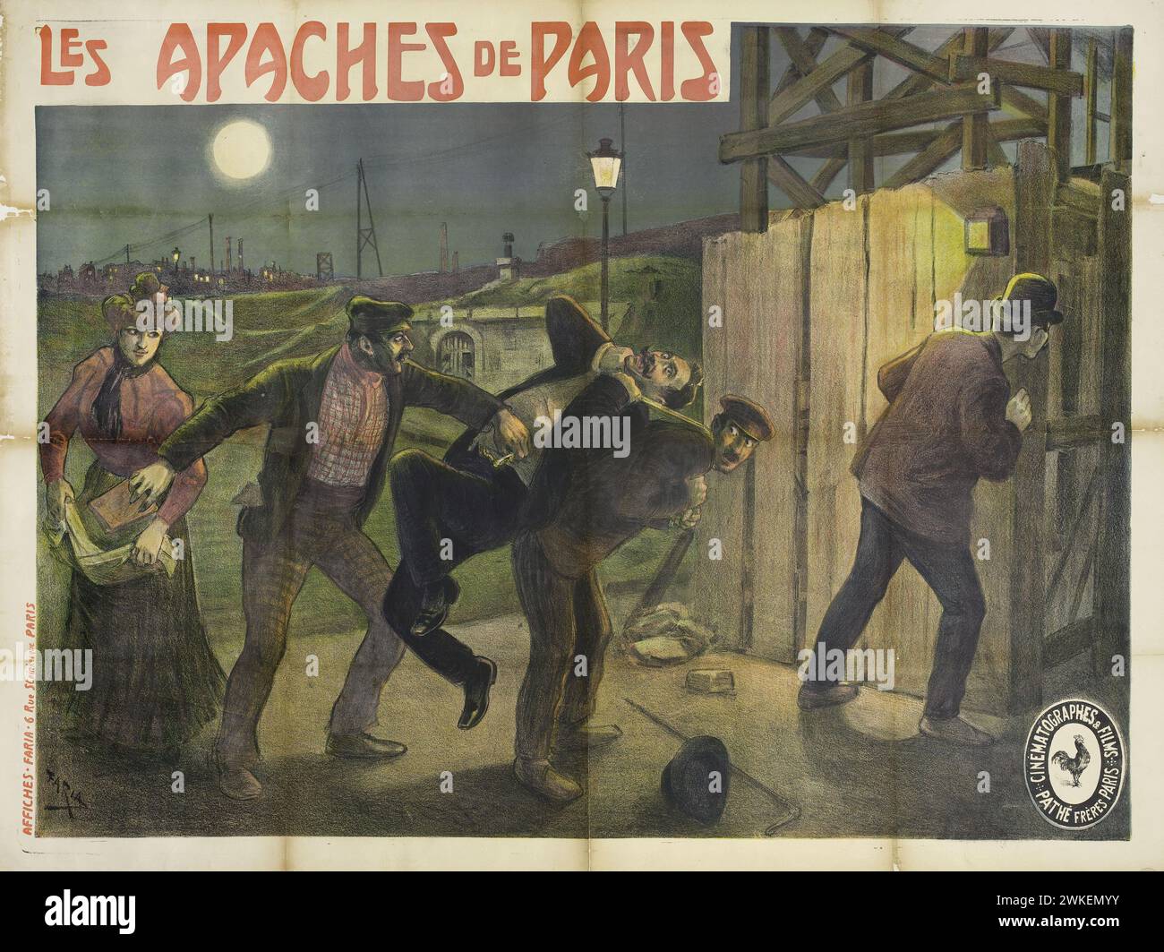 Movie poster "Les Apaches de Paris" by Ferdinand Zecca. Museum: PRIVATE ...