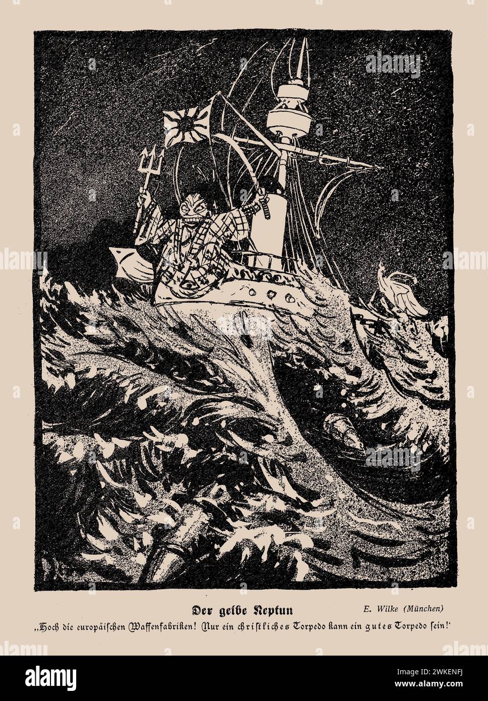 Yellow Neptune. From the magazine "Jugend: Münchner illustrierte ...