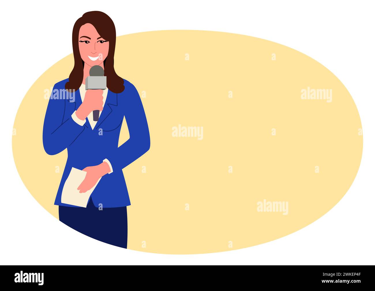 Clipart features a professional woman reporter holding a microphone ...