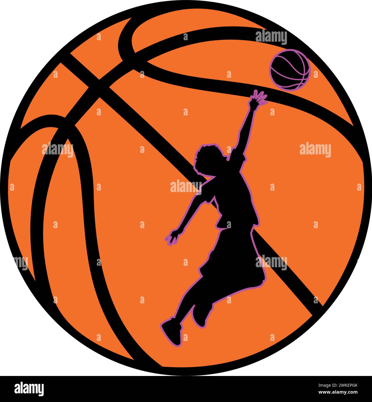Vector Image of Professional Basketball with Basketball Players, Clean ...
