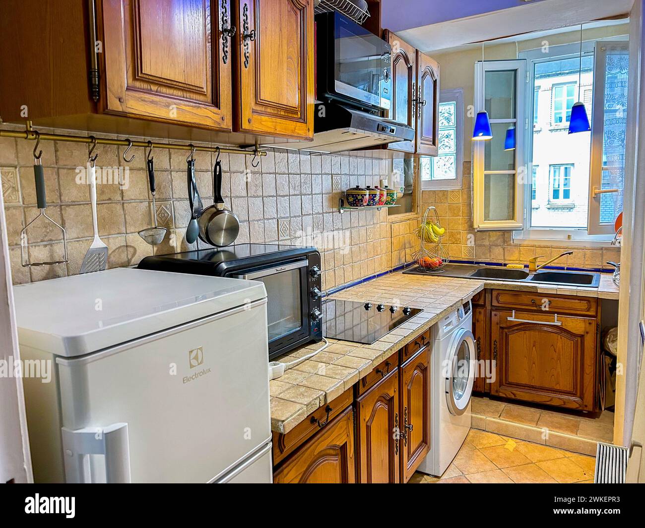 Paris, France, Wide Angle View, inside, Rustic Kitchen, Old Parisian ...