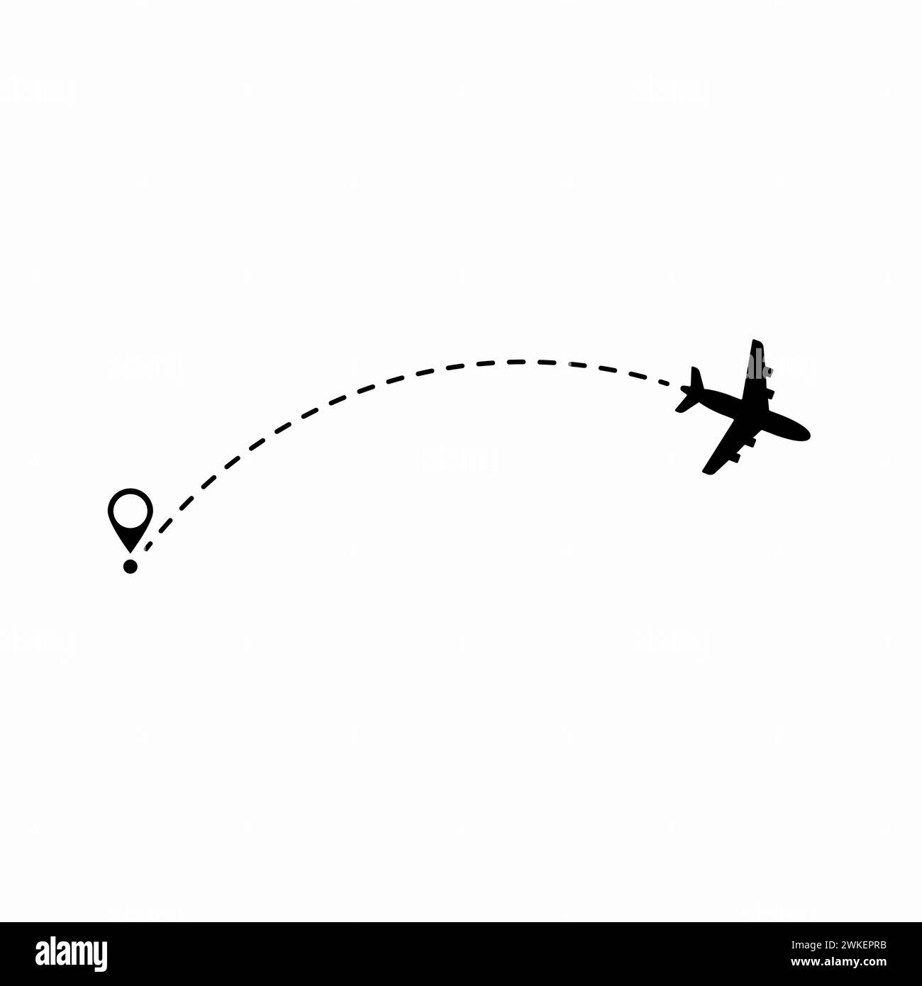 Travel concept. Dotted path airplane. Aircraft tracking. Airplane route ...