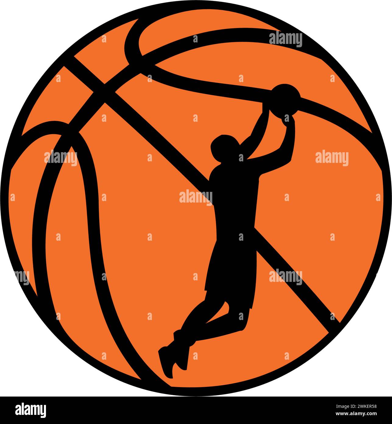 Vector Image of Professional Basketball with Basketball Players, Clean ...