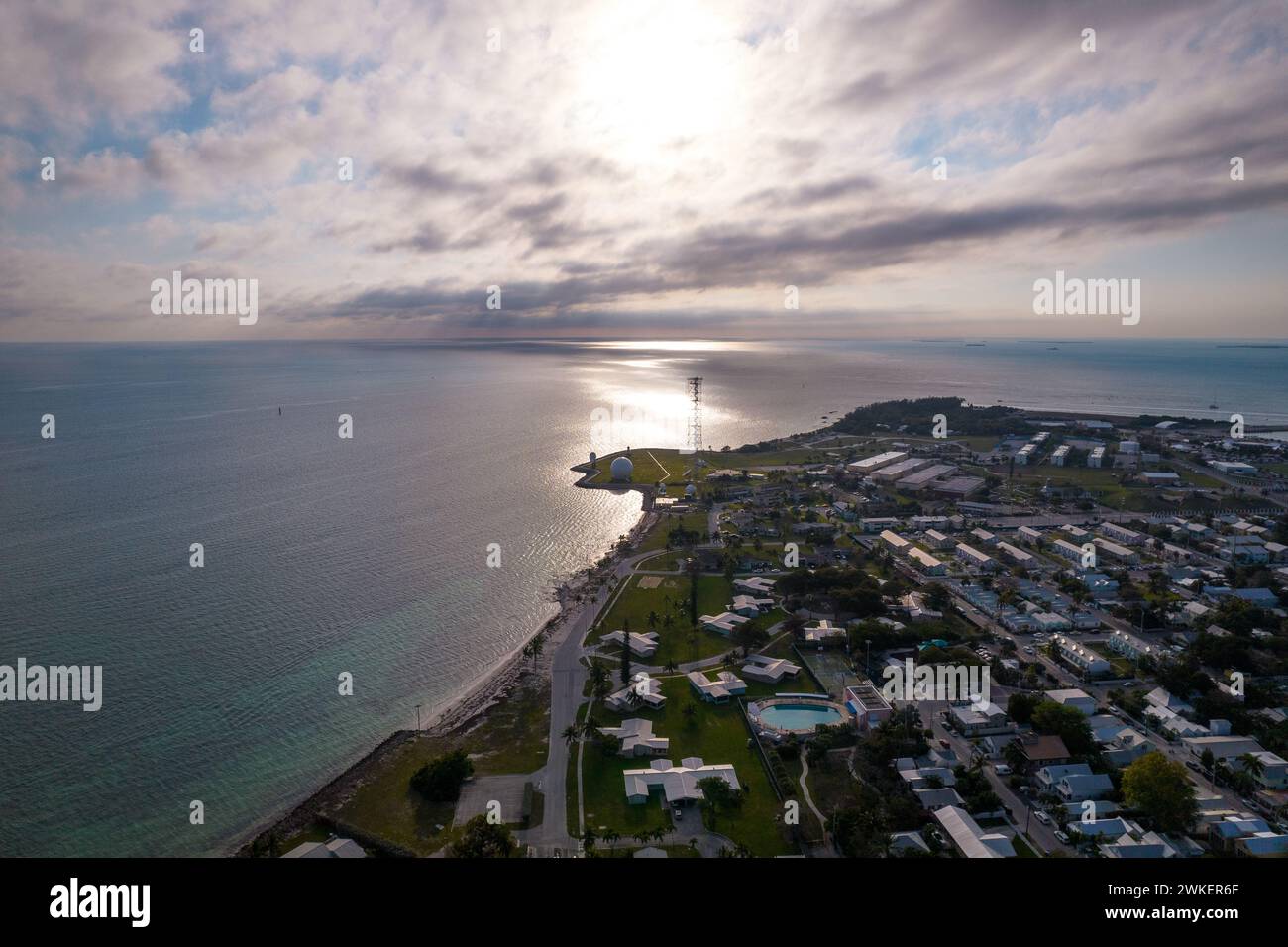 Beautiful aerial view of Key West, its magnificent beach and town in ...