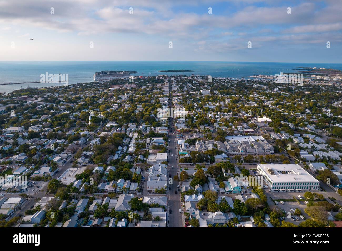Beautiful aerial view of Key West, its magnificent beach and town in ...
