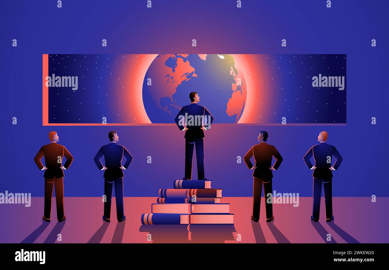 Concept illustration of men with different point of view about the ...