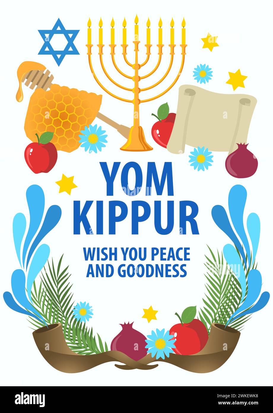 Vector Illustration Of Yom Kippur Decorative Symbols And Graphics For