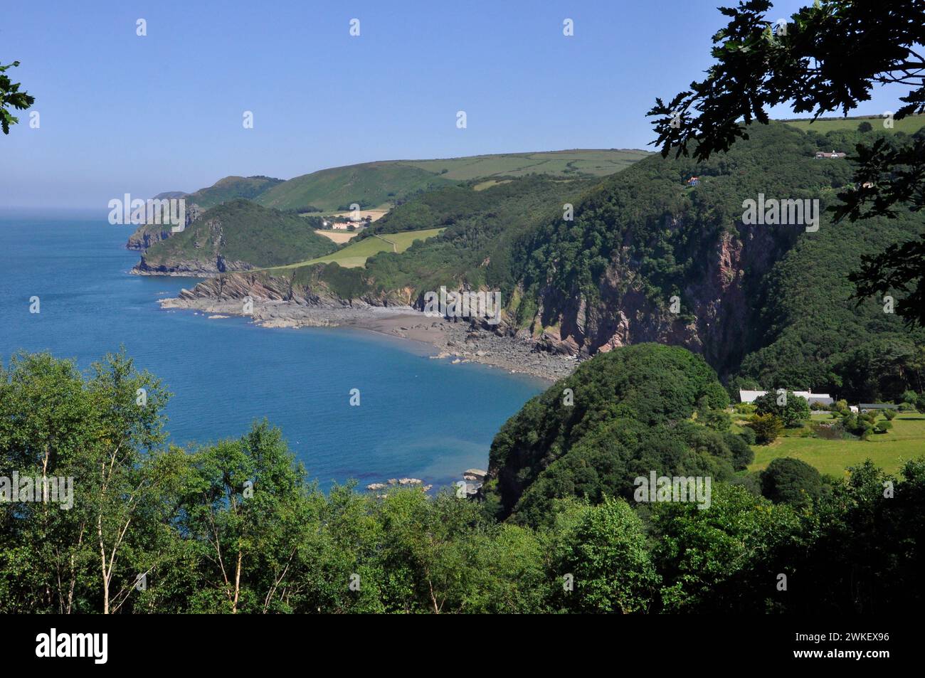 A view of Woody Bay from the South West Coast Path as it winds through ...