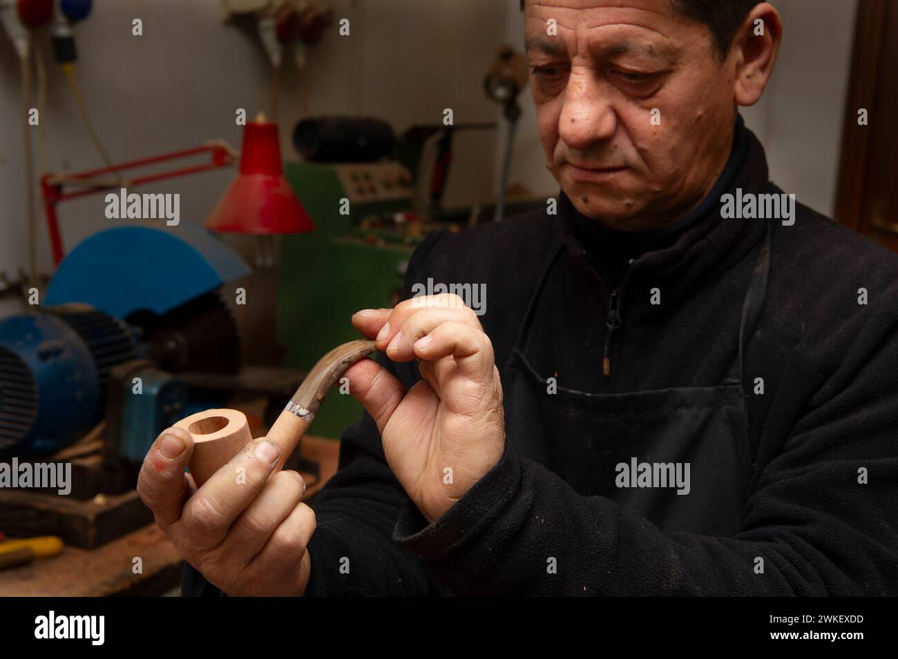 26 January 2023 Italy, Sardinia, Sassari - Massimiliano Spanu's smoking pipe factory Stock Photo ...