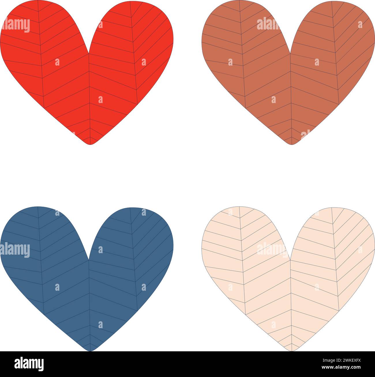 2024 style colorful hearts with lines inside on a white background ...