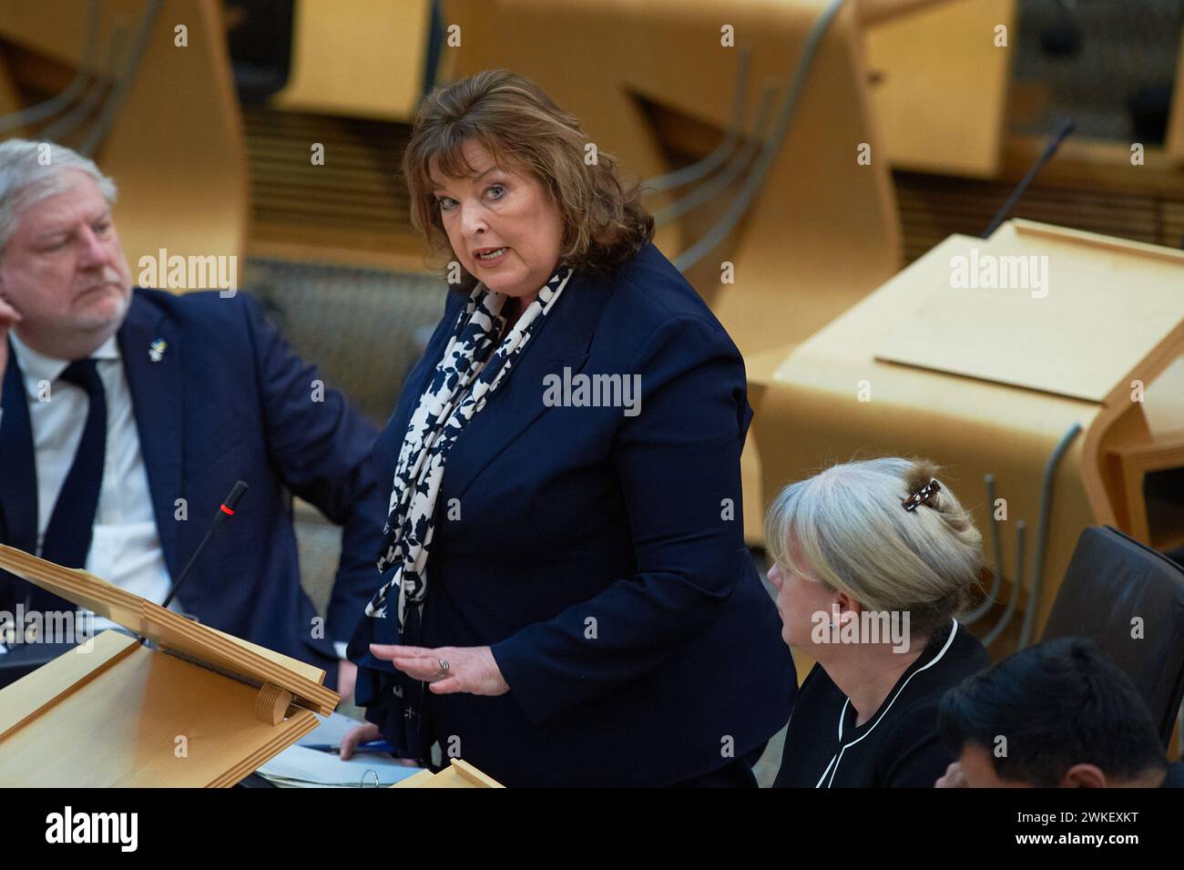 Edinburgh Scotland, UK 20 February 2024. Cabinet Secretary for Transport Fiona Hyslop MSP at the ...