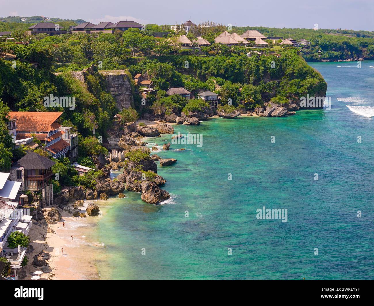 Aerial view of the Bingin Beach in Uluwatu in evening, Bali Island ...