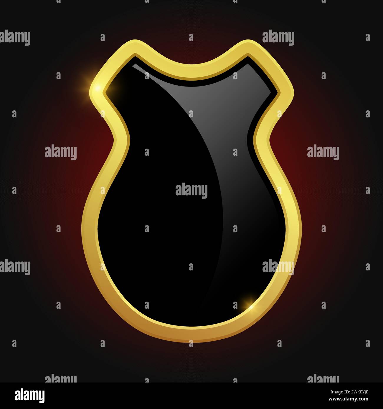 VIP luxury logo design element. Black shield with glossy bright golden ...