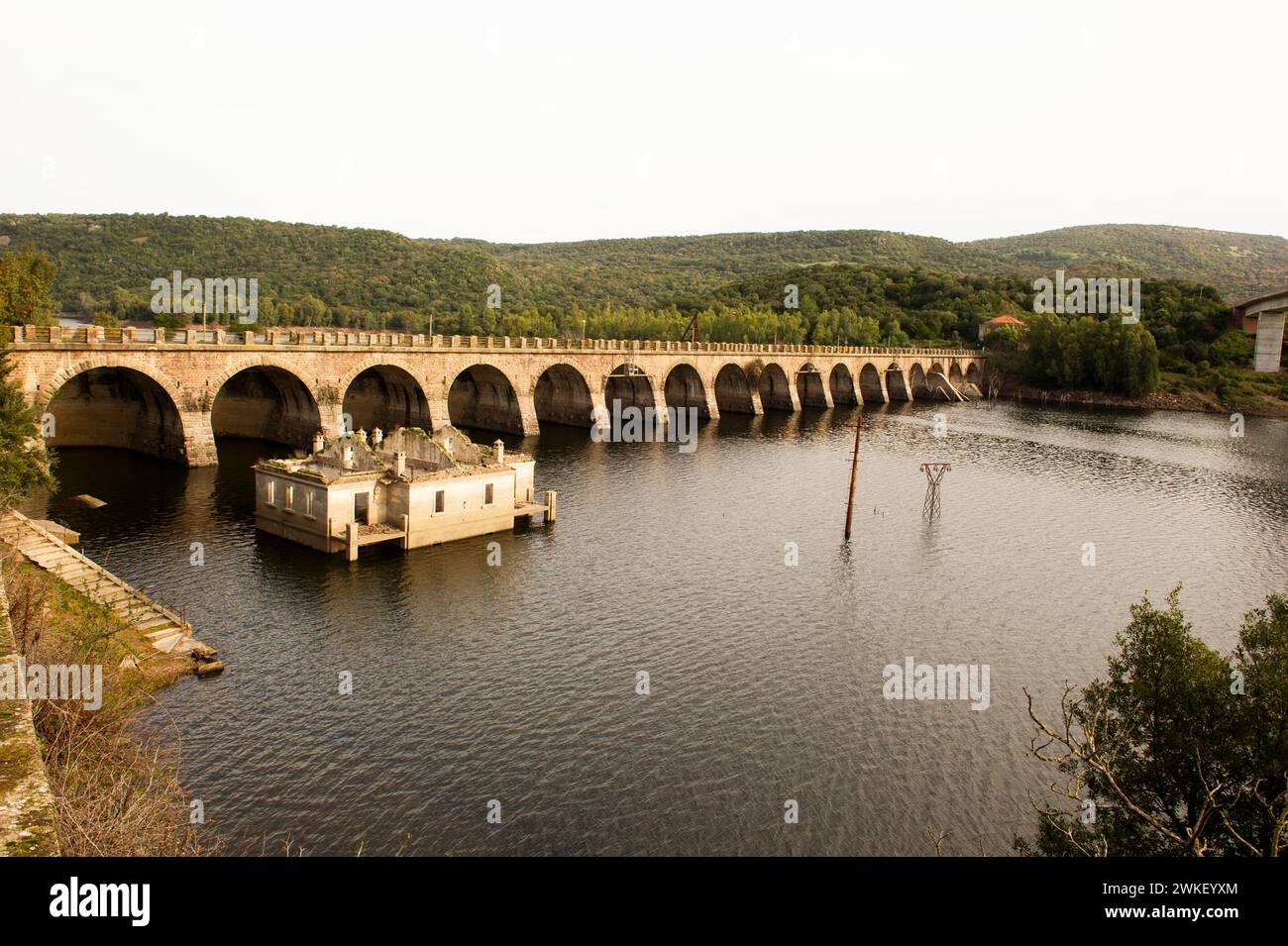 17 January 2024 - Italy, Sardinia, province of Oristano, artificial dam ...