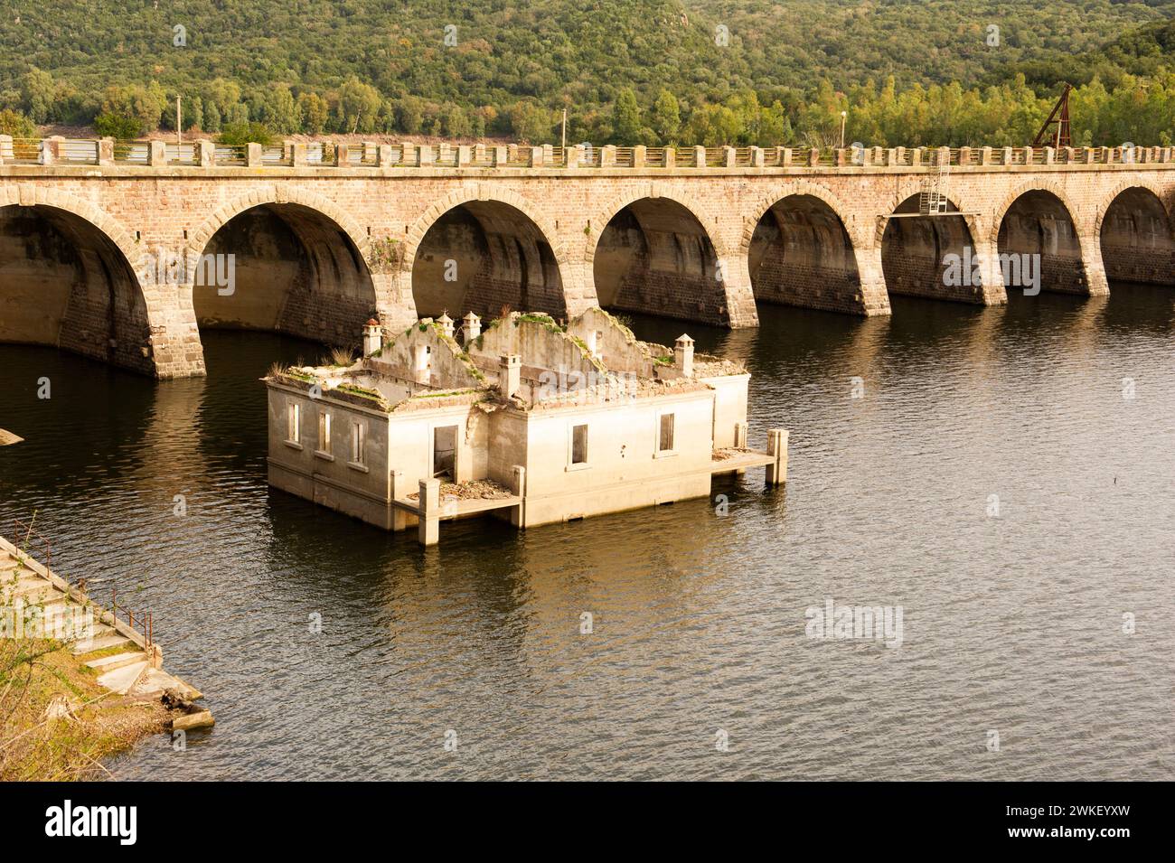 17 January 2024 - Italy, Sardinia, province of Oristano, artificial dam ...